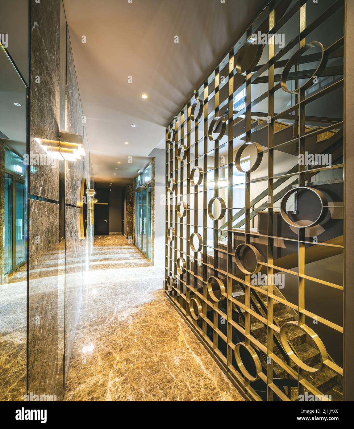 Modern interior of entrance hall in luxury residential apartment ...