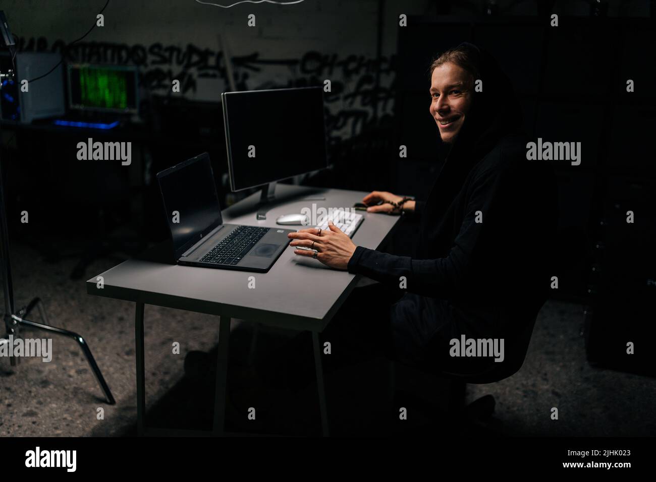 Hacker hacking corporate computer system hi-res stock photography and ...