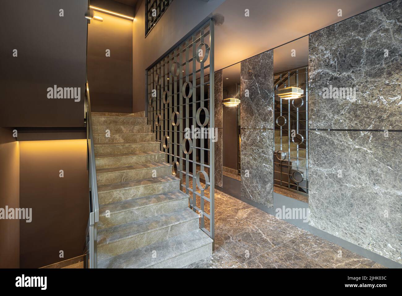 Modern interior of entrance hall in luxury residential apartment ...