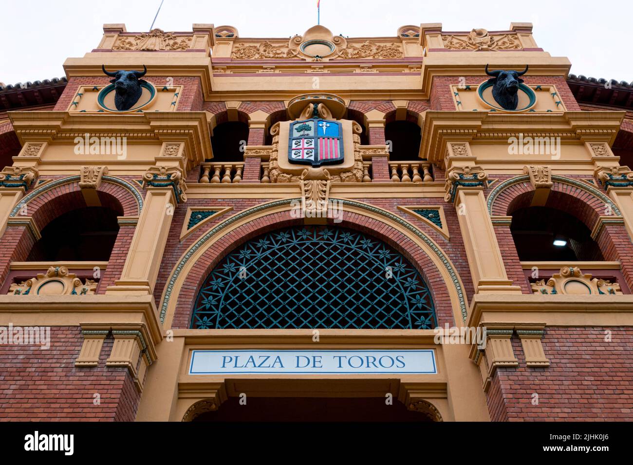 Detail of Plaza de toros bullring in Zaragoza, Spain. This stadium was ...