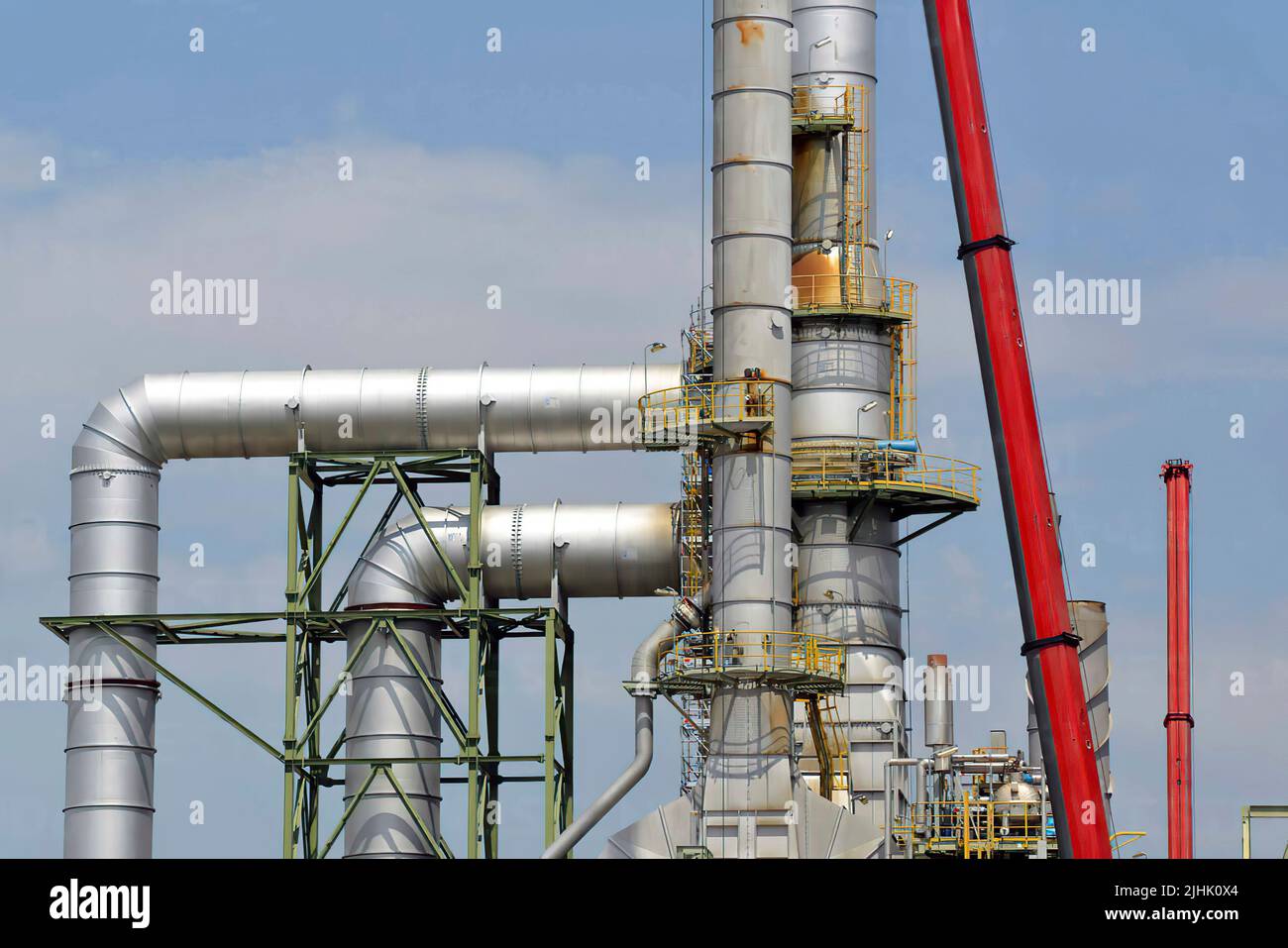 Pipes in an oil refinery, close up photo Stock Photo - Alamy