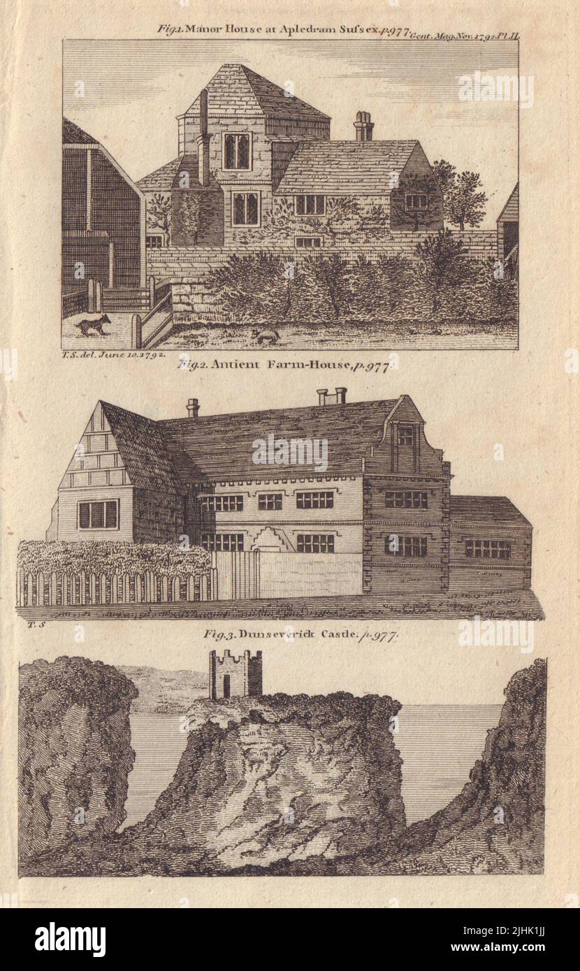 Manor & Farm House, Apuldram, Sussex. Dunseverick Castle, Northern ...