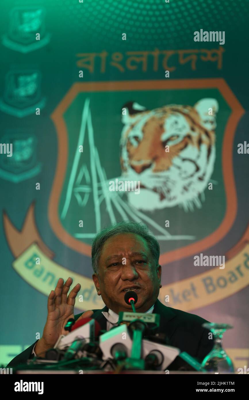 Bangladesh Cricket Board President Nazmul Hasan speaks to journalist ...