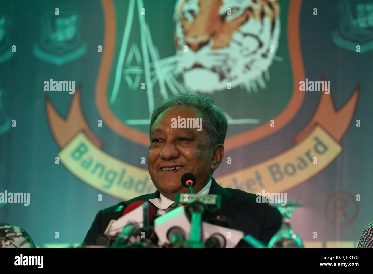 Bangladesh Cricket Board President Nazmul Hasan speaks to journalist ...