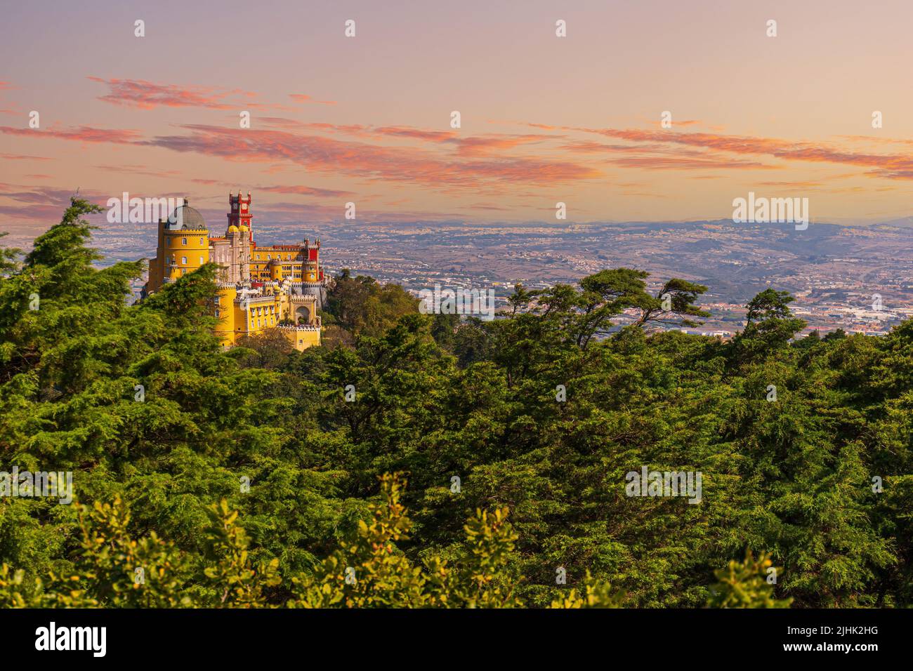 Famous historic Pena palace part of cultural site of Sintra against ...