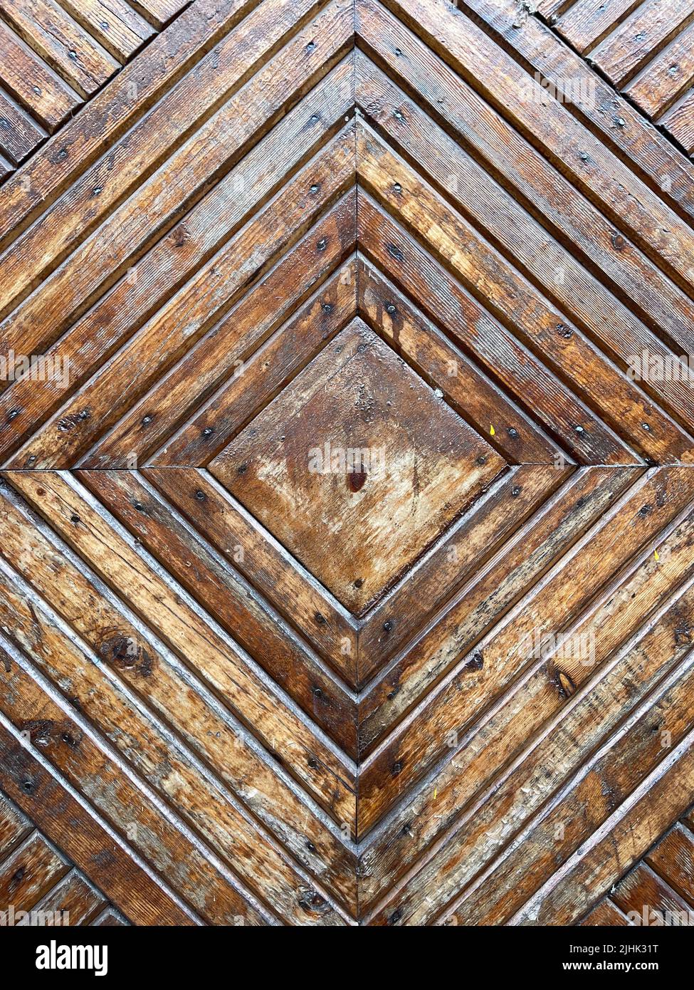 Textured background of old lumber surface with crumbling turquoise ...