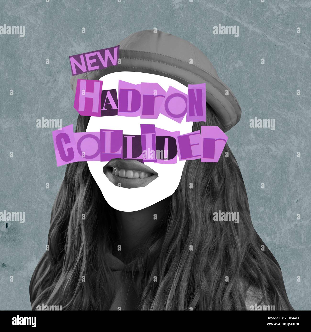 Contemporary art collage. Faceless silhouette of girl with lettering on ...