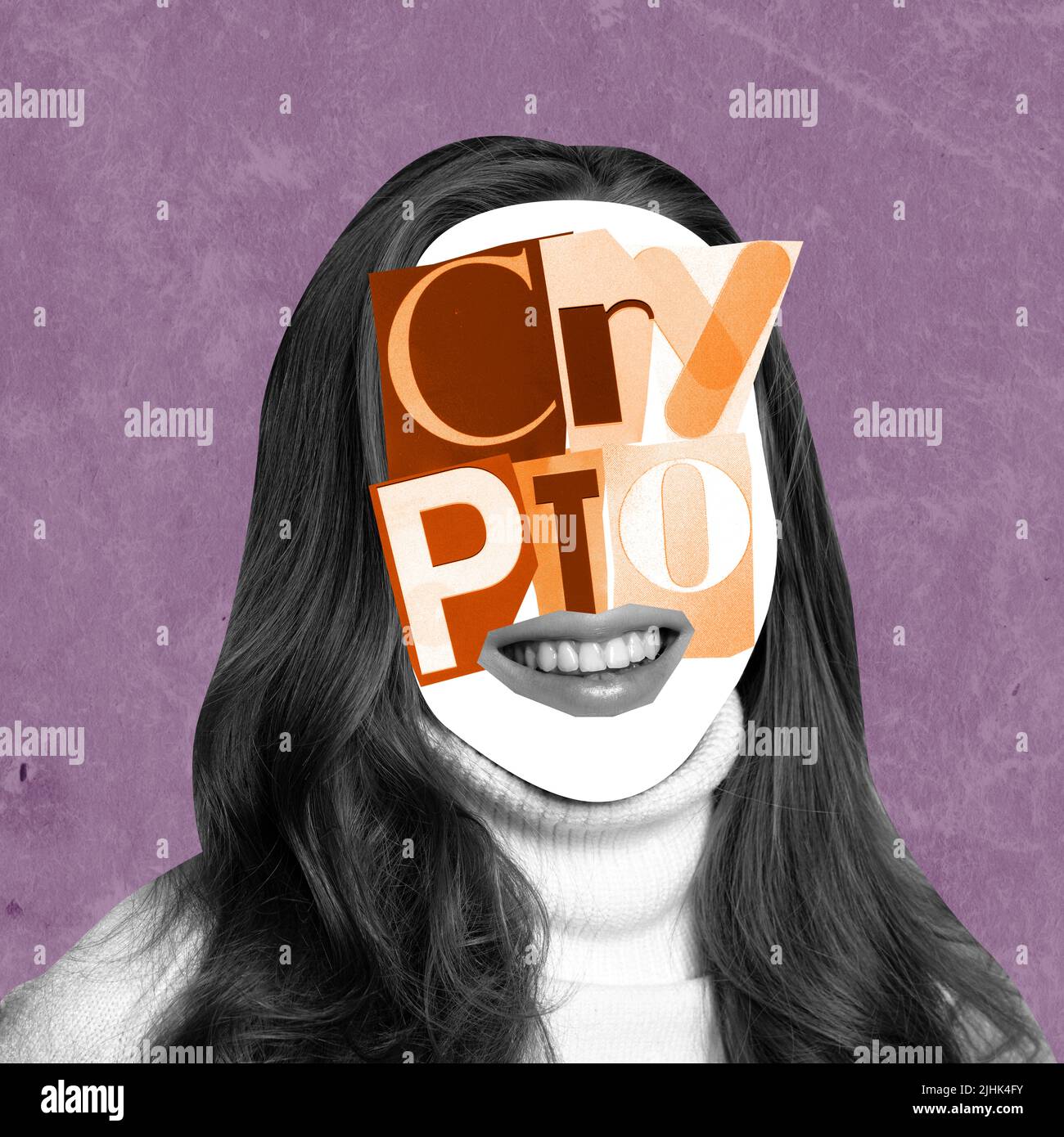 Contemporary art collage. Conceptual image with silhouette of faceless ...