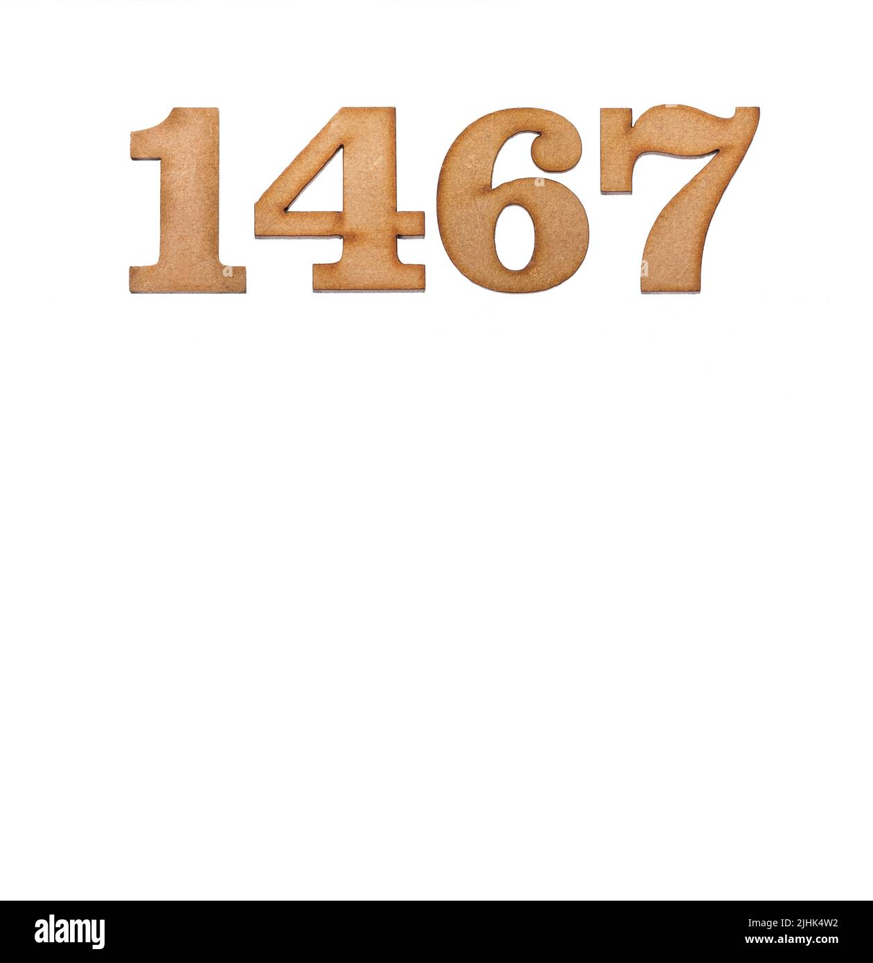 Number 1467 in wood, isolated on white background Stock Photo - Alamy