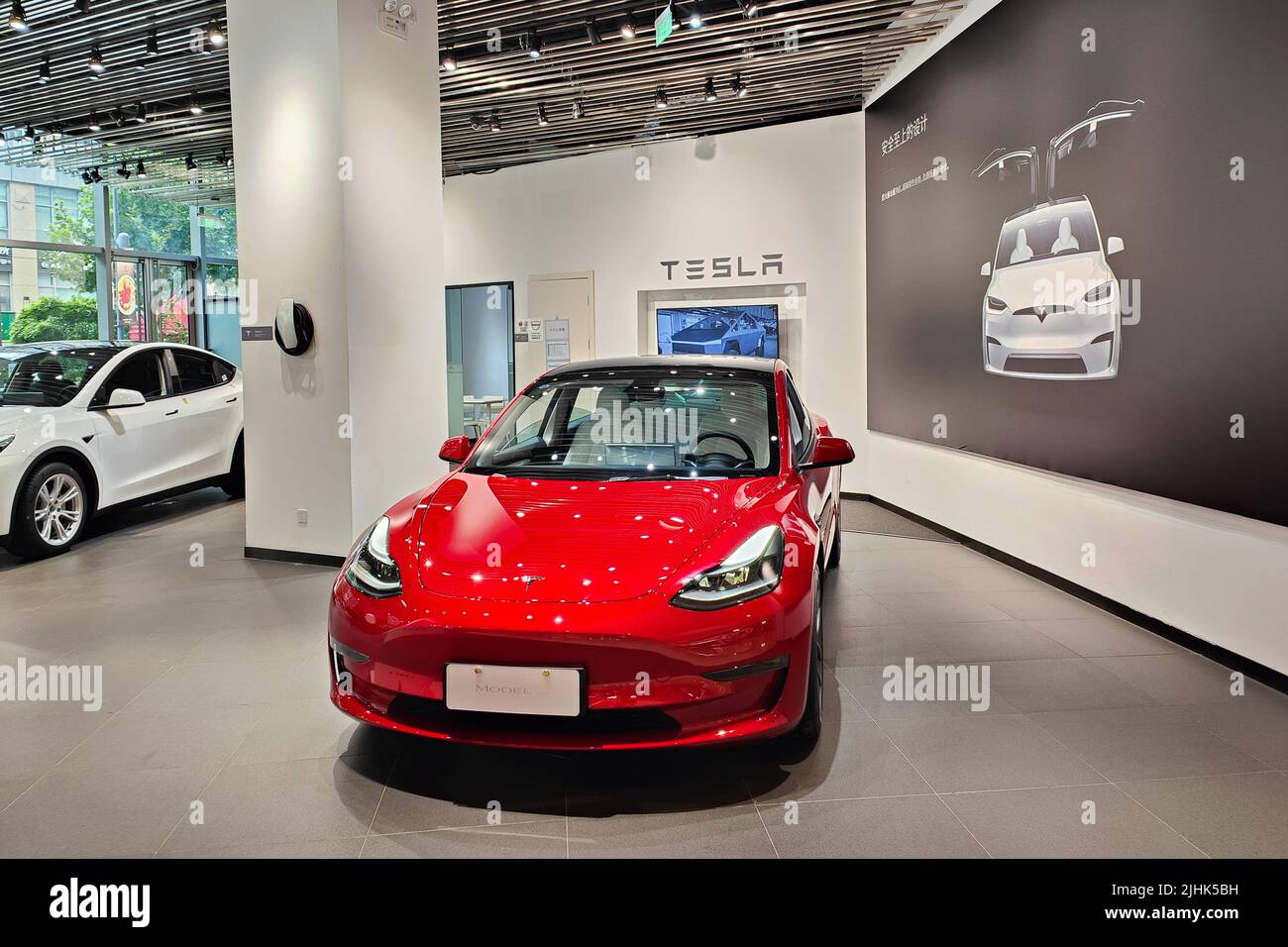 SHANGHAI, CHINA - JULY 19, 2022 - A Tesla Telsa experience store is ...