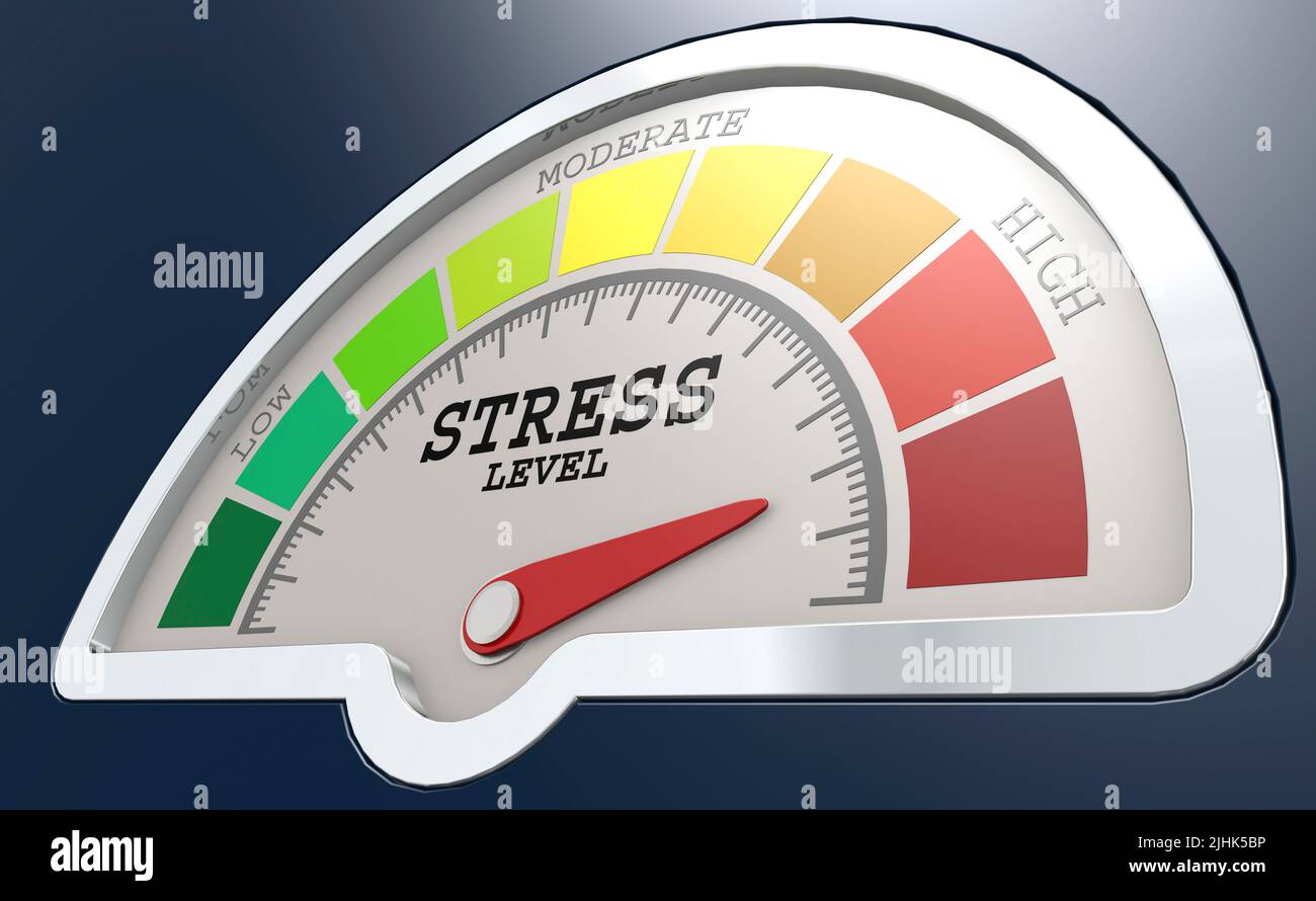 Stress level measuring scale with color indicator, 3d rendering Stock ...