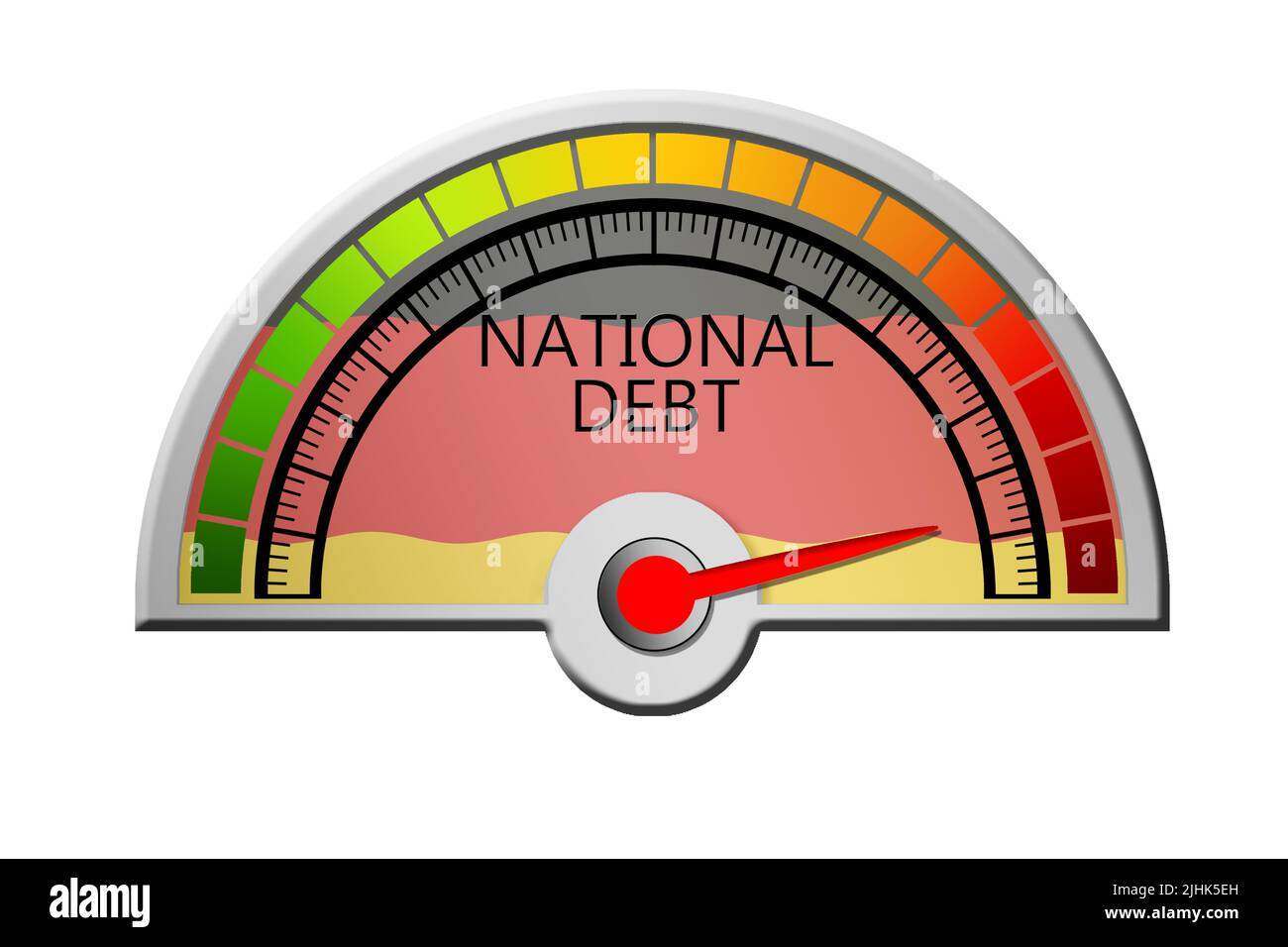 Germany national debt measuring device with arrow and scale, 3d ...