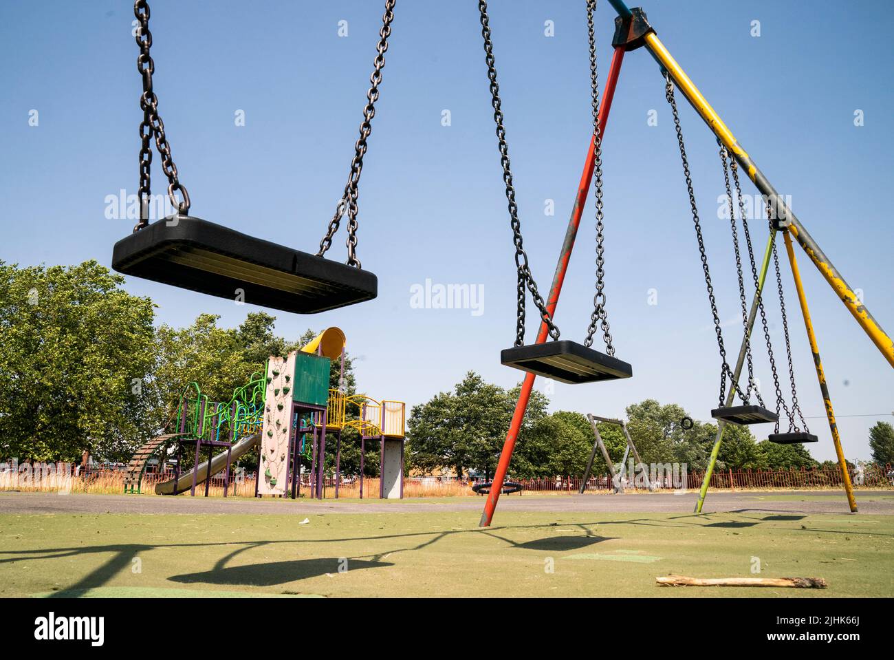 A empty playground in Sandall Park, Doncaster, as temperatures have ...