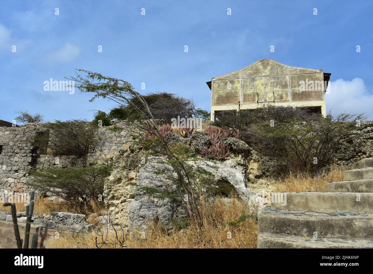 Old historic abandoned ruins of Balashi Gold Mill in Aruba Stock Photo ...