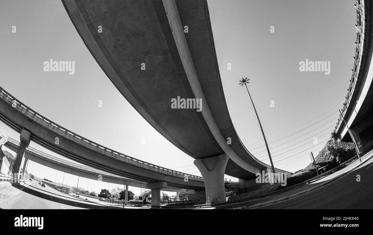 Road Highway Intersection Ramp entry exit flyover ramp in abstract ...