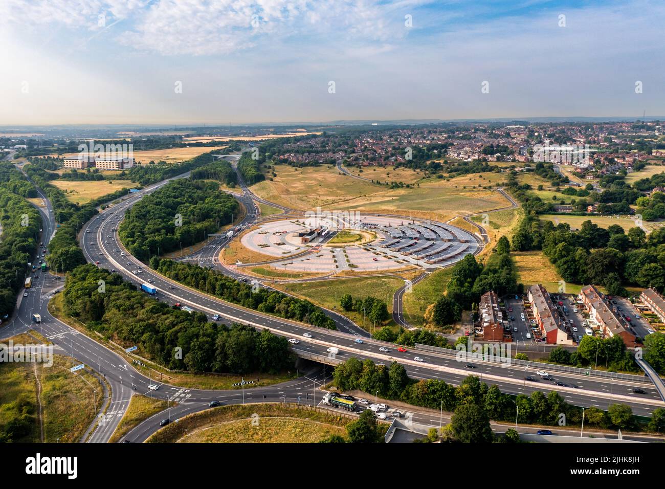 An aerial view of Stourton Park and Ride on the outskirts of Leeds ...
