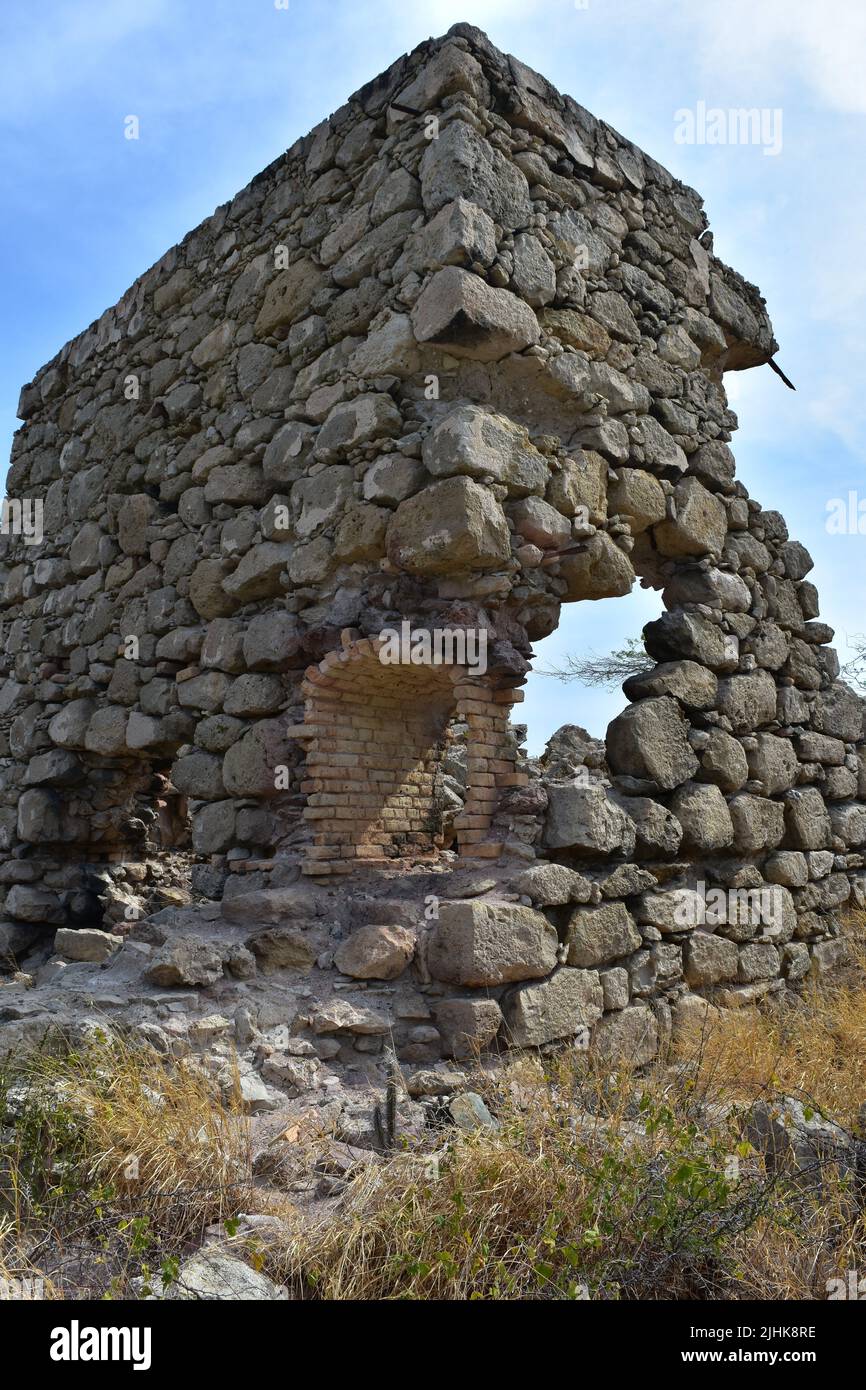 Old crumbling stone ruins of Balashi Gold Mills in Aruba Stock Photo ...