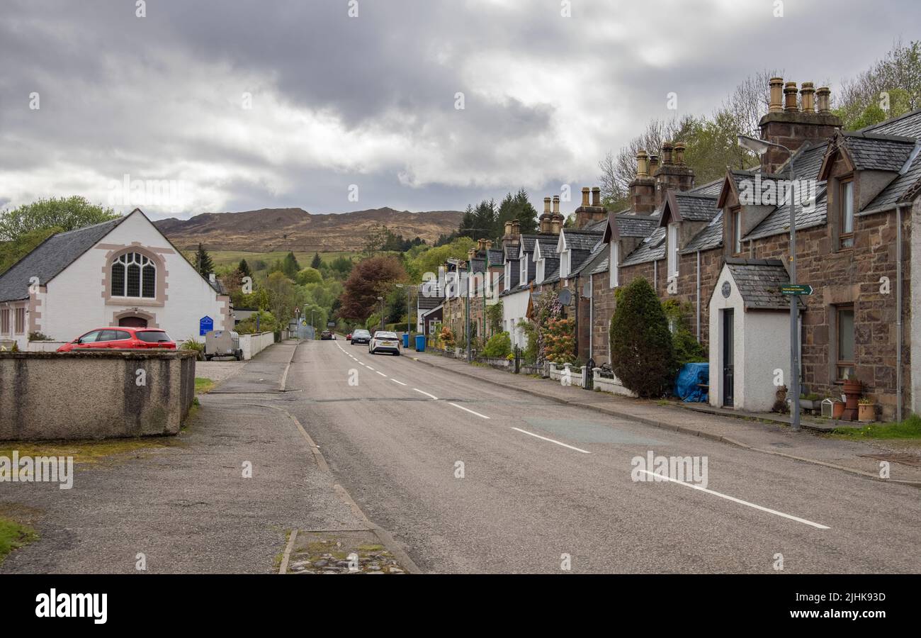 the small village of lochcarron on the banks of loch carron in wester ...