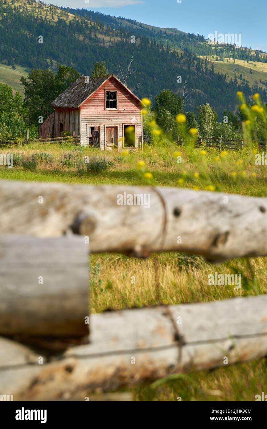 Weathered Abandoned Ranch Buildings. A rustic abandoned ranch building ...