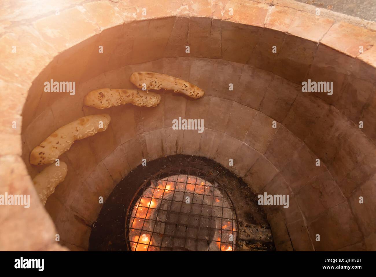 Georgian khachapuri in Megrelian baked in tandoor. Khachapuri with ...