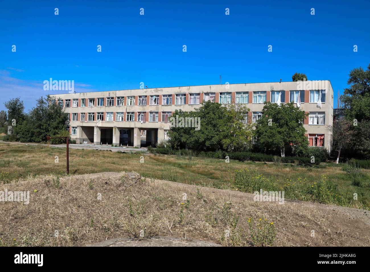 DACHNE, UKRAINE - JULY 19, 2022 - Damage caused by a Russian missile ...