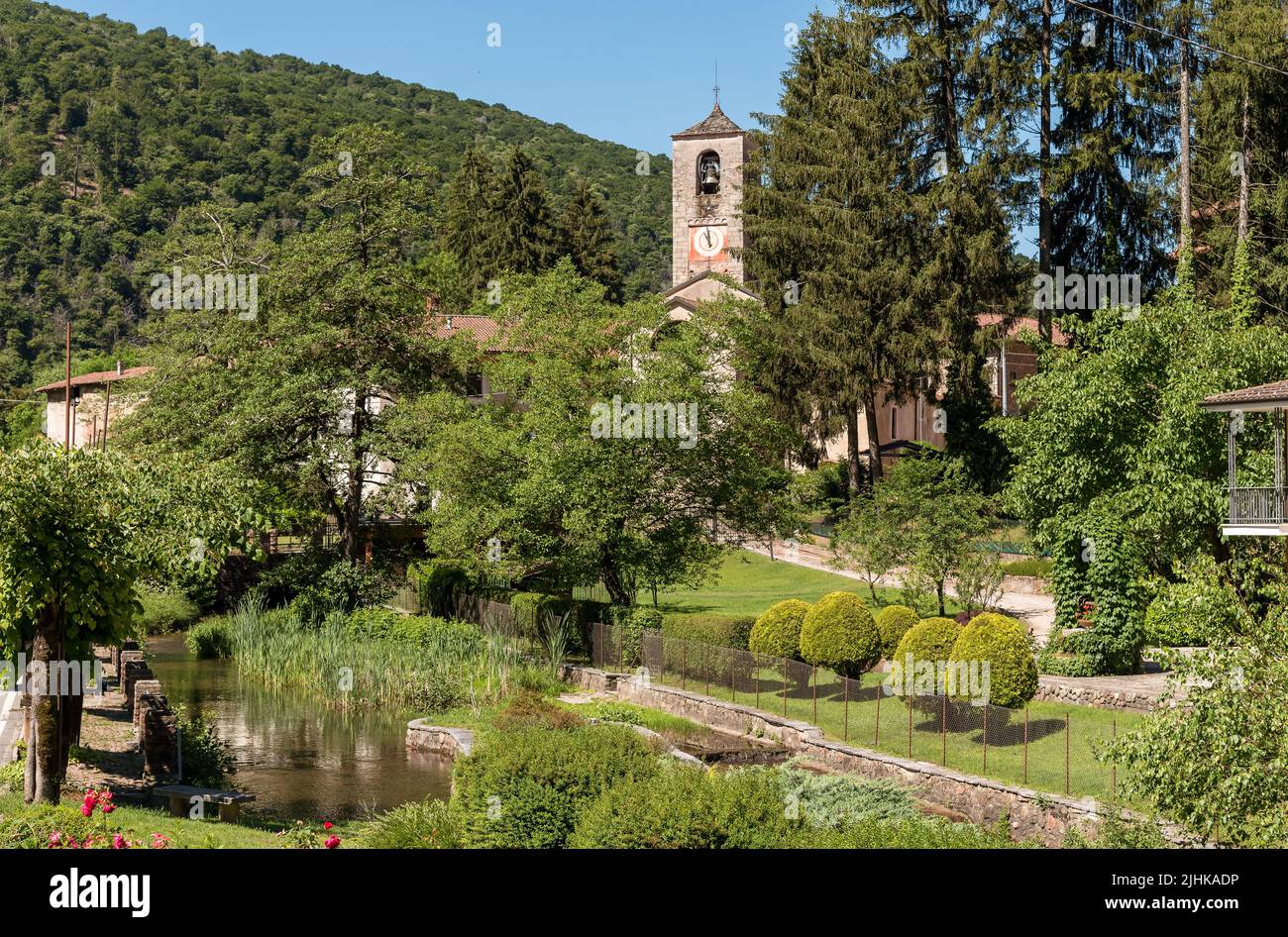 Small italian village of Ganna in the municipality of Valganna ...
