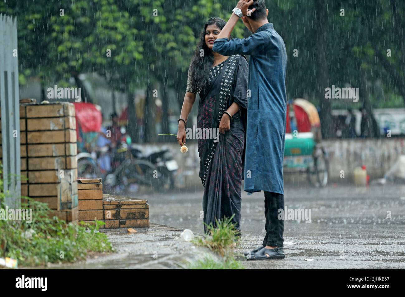 Light rain in the capital Dhaka in the middle of intense heat, photo taken from Dhaka University ...
