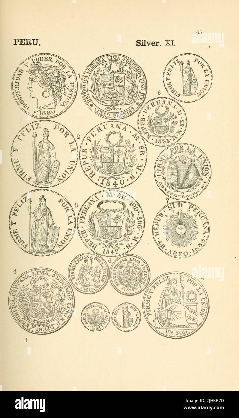 Peru silver coins from the book Illustrated encyclopaedia of gold and ...