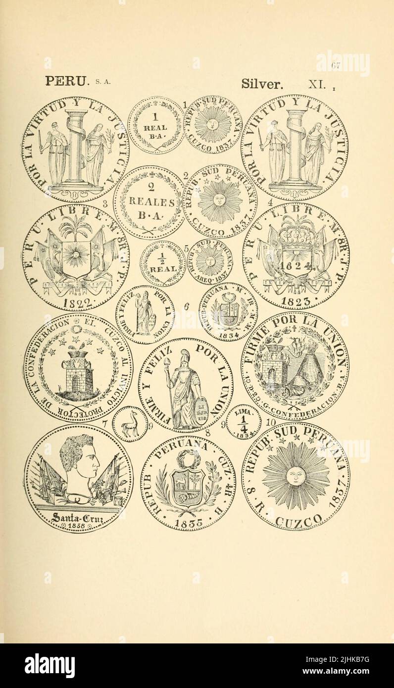 Peru silver coins from the book Illustrated encyclopaedia of gold and ...