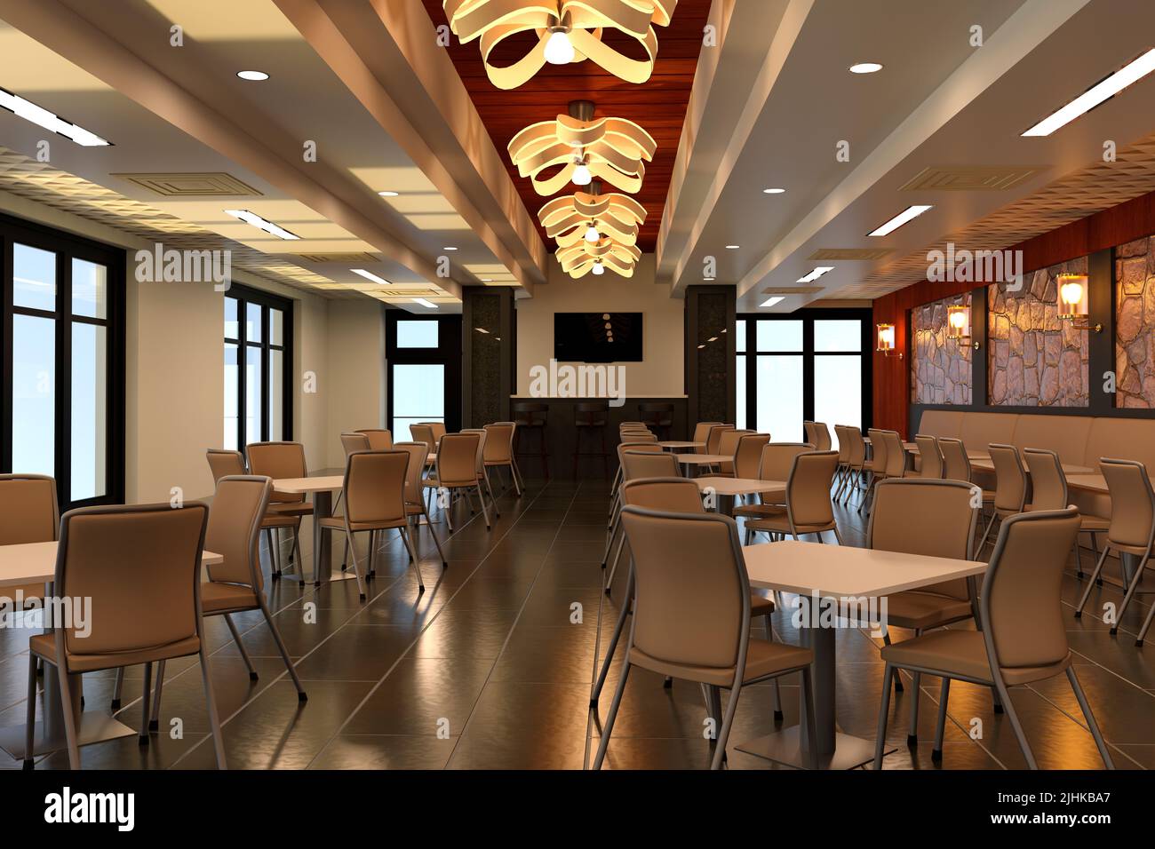 3D rendering of a hotel restaurant interior Stock Photo - Alamy