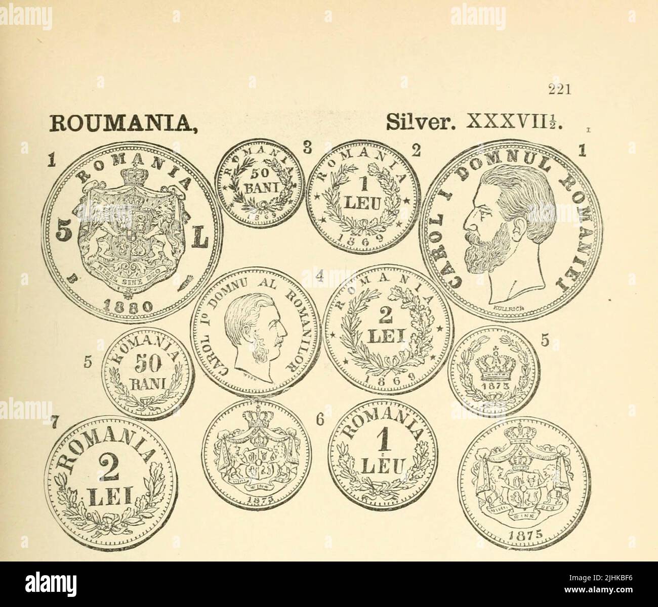 Silver Coins of Romania from the book Illustrated encyclopaedia of gold ...