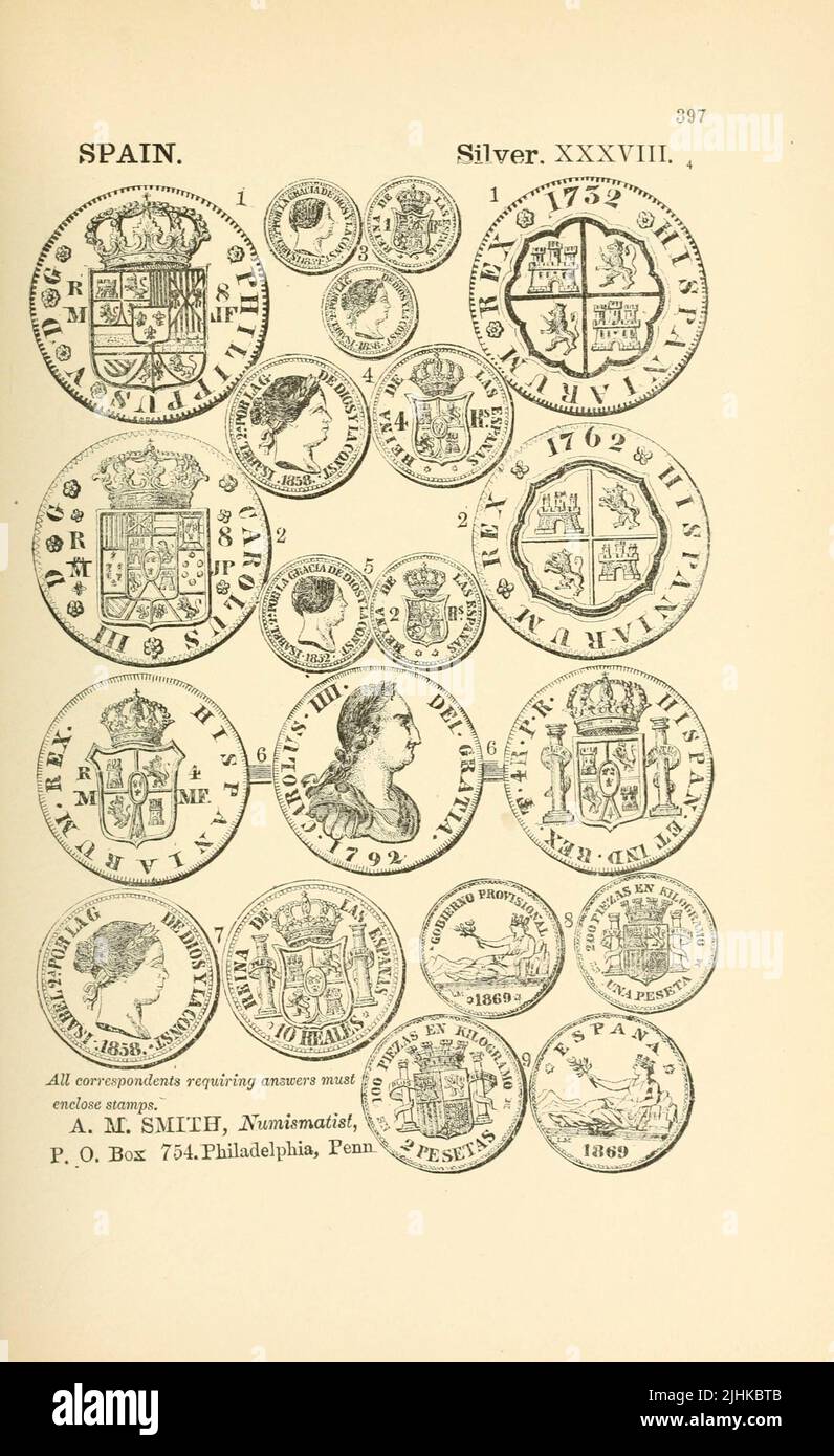Spanish Silver Coins from the book Illustrated encyclopaedia of gold ...