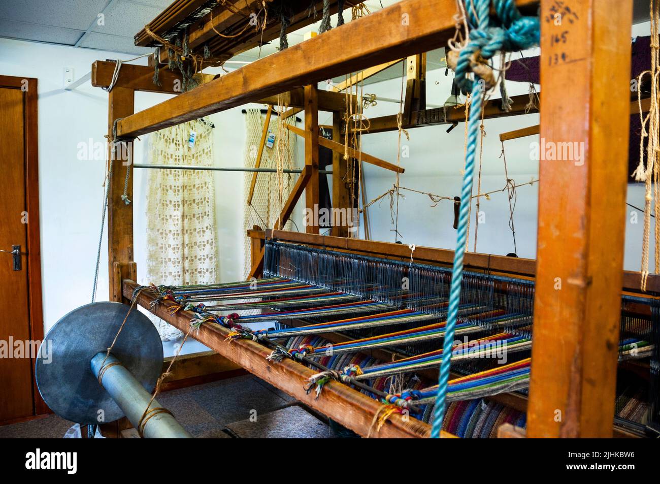 Wooden hand loom in Eddie Doherty's shop in Ardara, Ireland Stock Photo ...