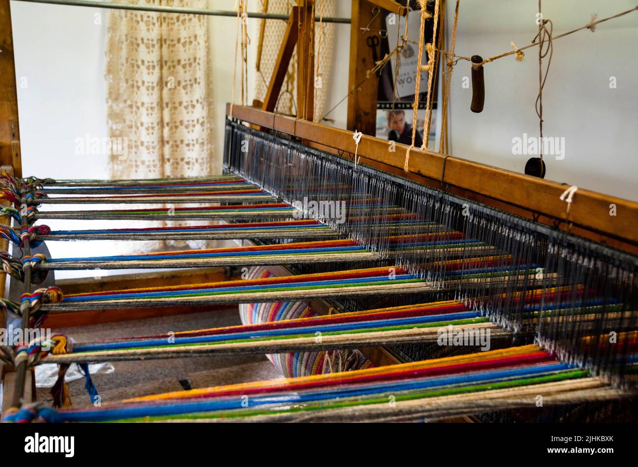 Wooden hand loom in Eddie Doherty's shop in Ardara, Ireland Stock Photo ...