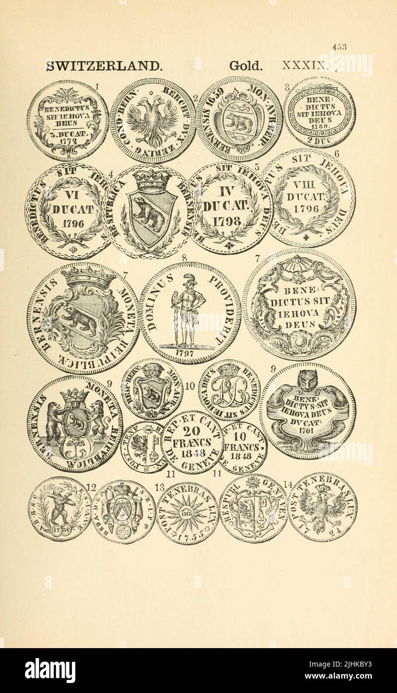Swiss Coins from the book Illustrated encyclopaedia of gold and silver ...
