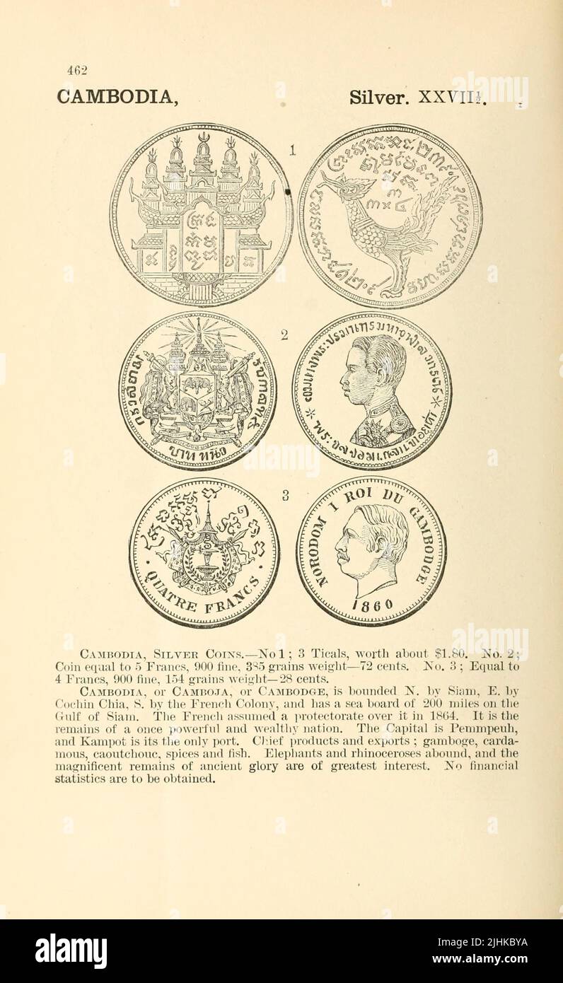 Coins of Cambodia from the book Illustrated encyclopaedia of gold and ...