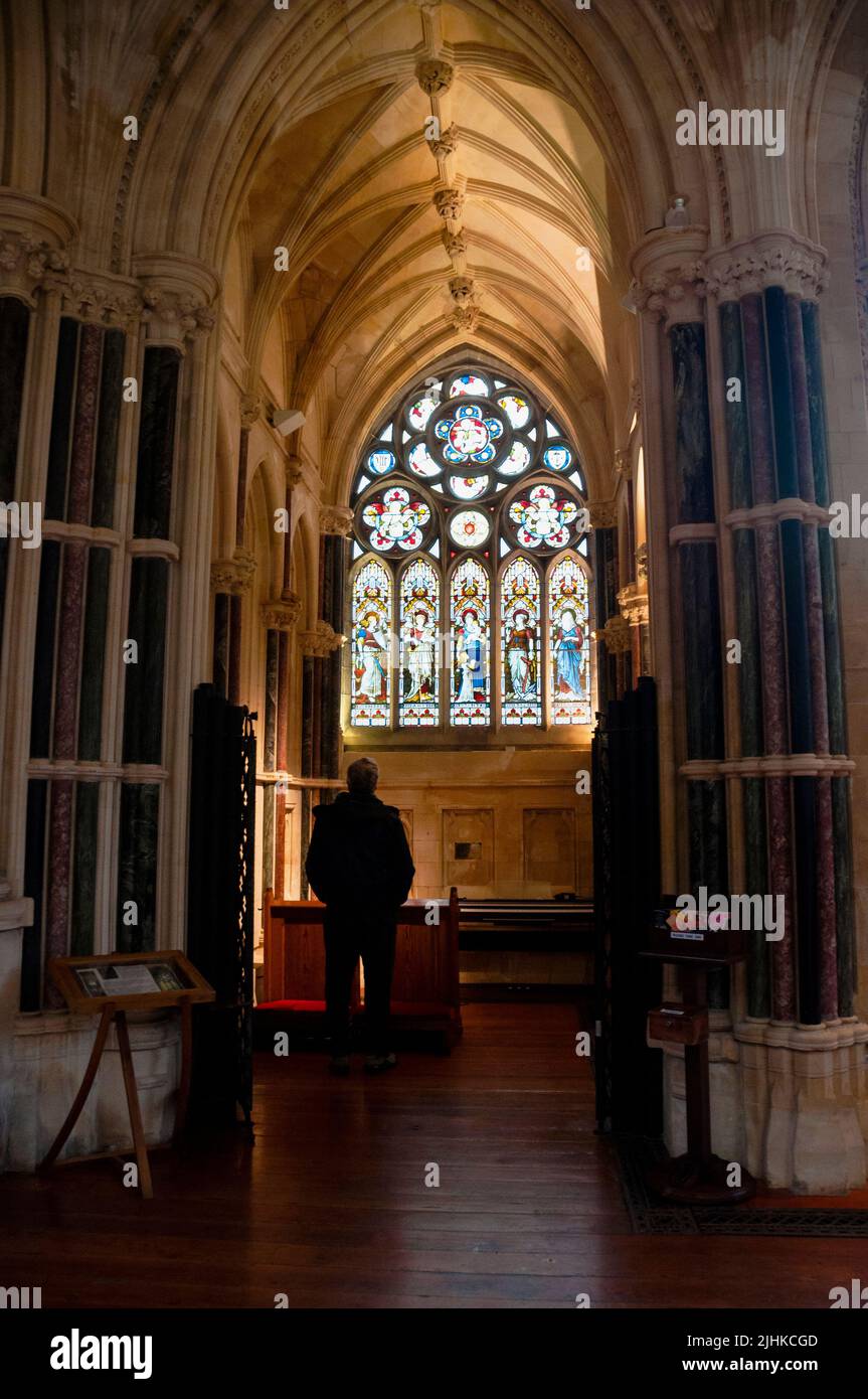 Cinquefoil tracery and rib-vaulted ceiling of Gothic Revival Kylemore ...