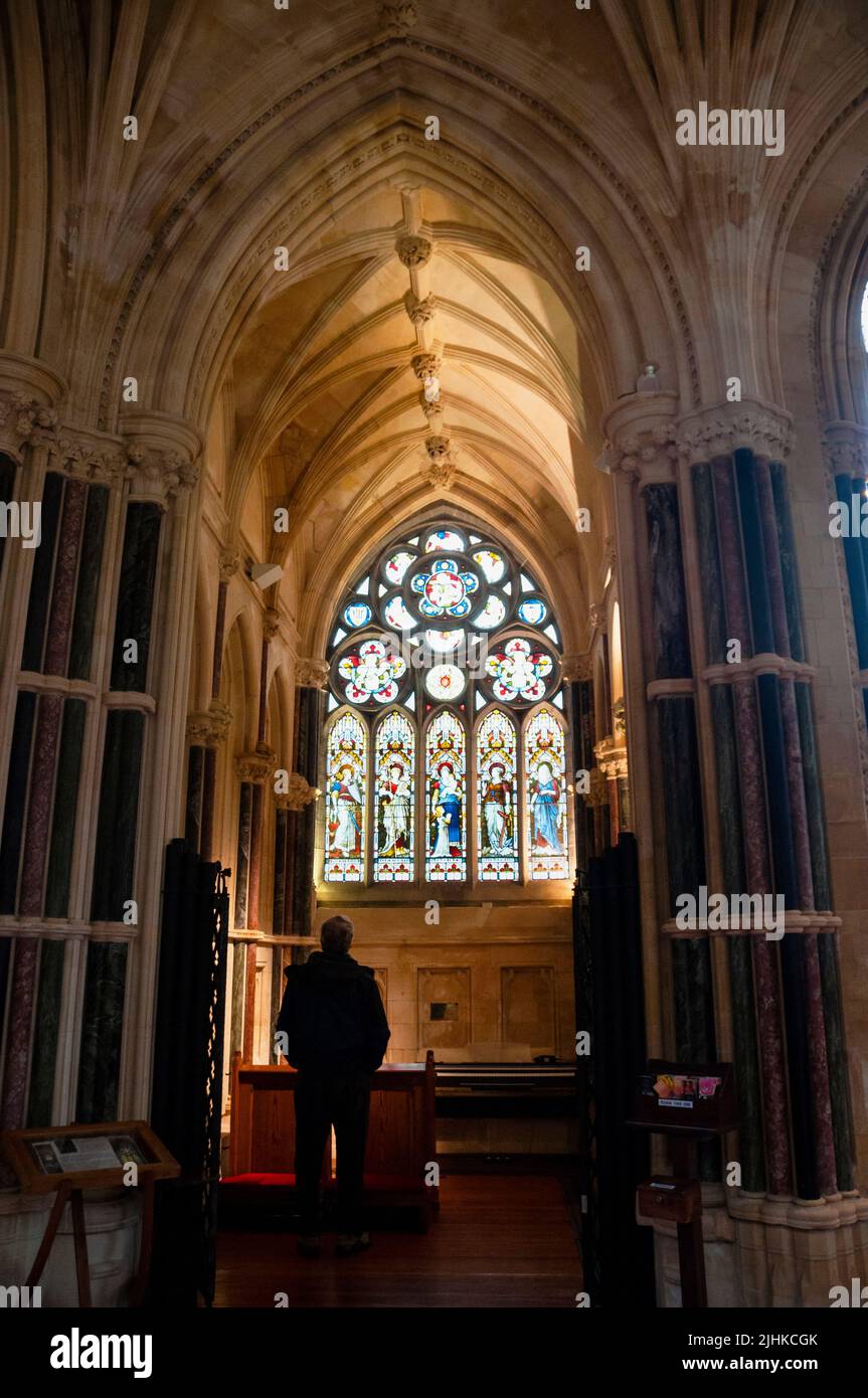 Cinquefoil tracery and rib-vaulted ceiling of Gothic Revival Kylemore ...