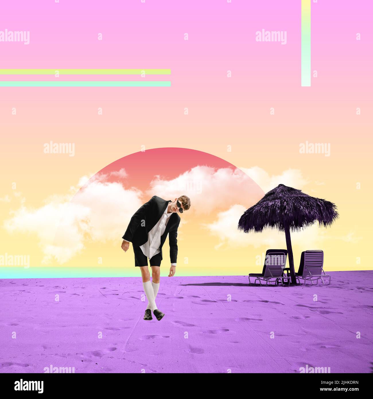 Contemporary art collage. Colorful design with stylish young man ...