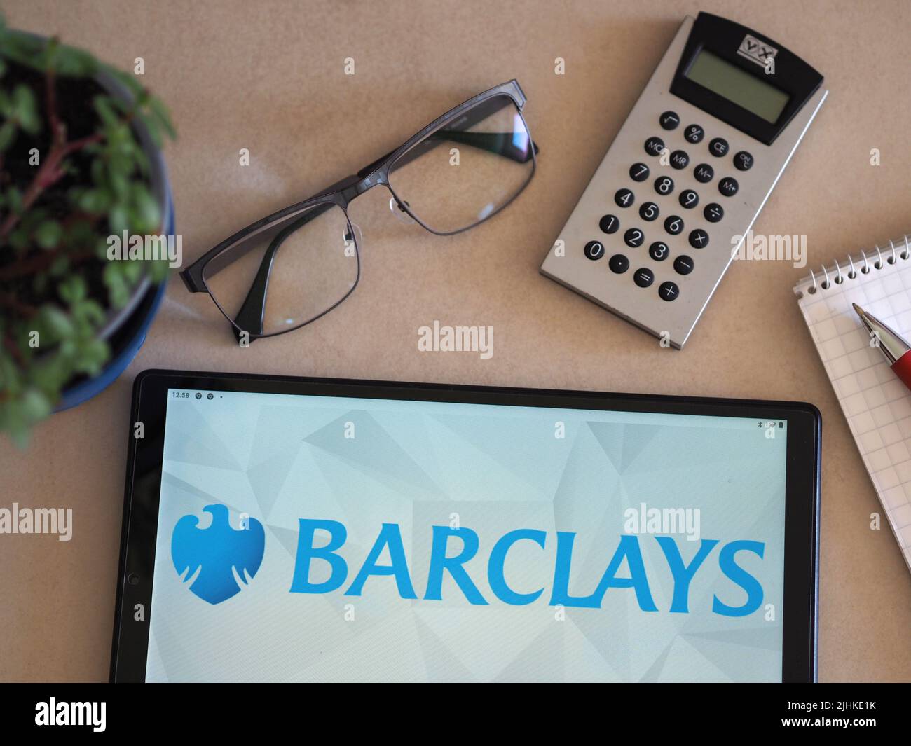 In this photo illustration, Barclays plc logo seen displayed on a ...