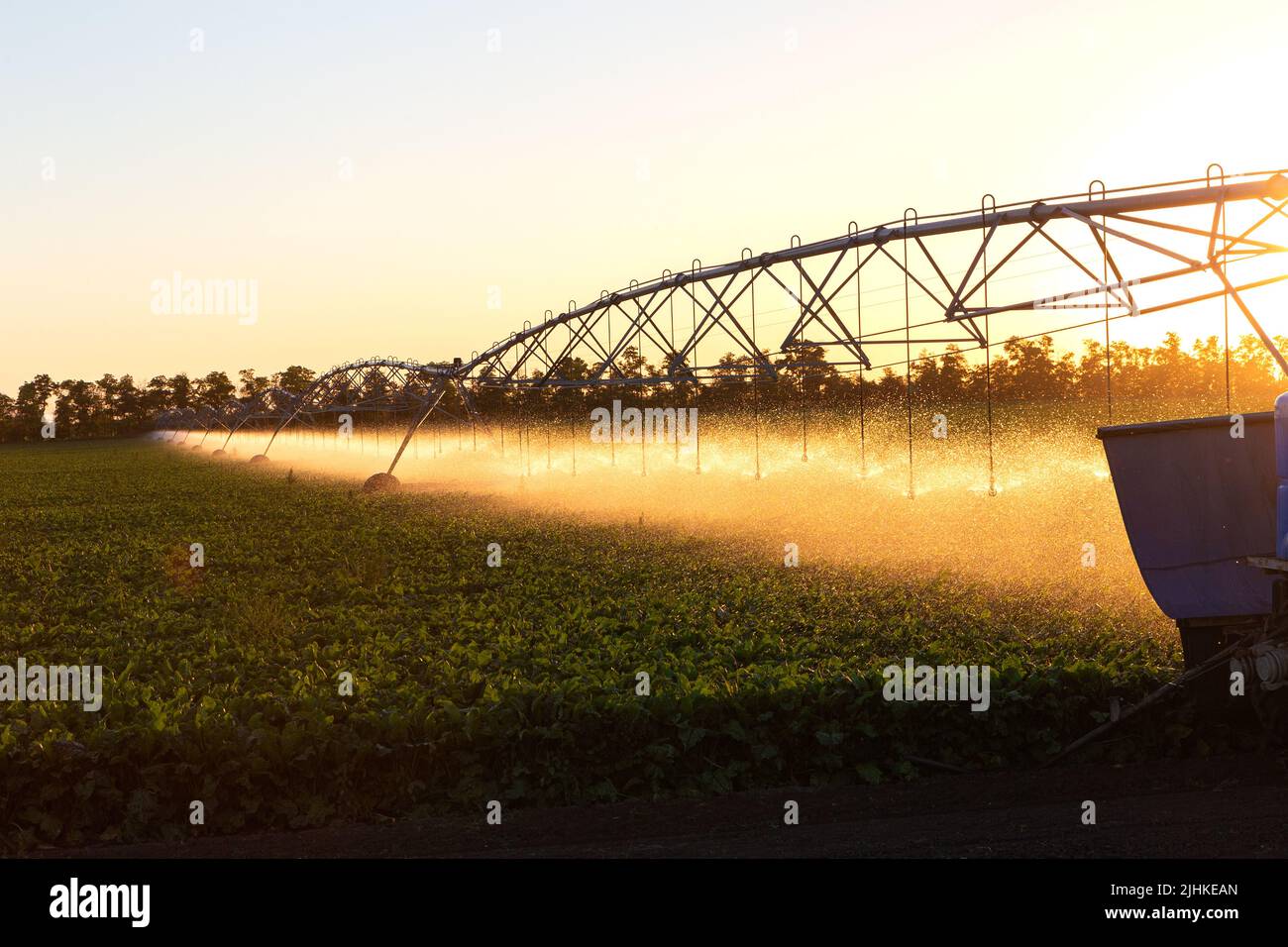 Large mechanized system for watering plants in fields Stock Photo - Alamy