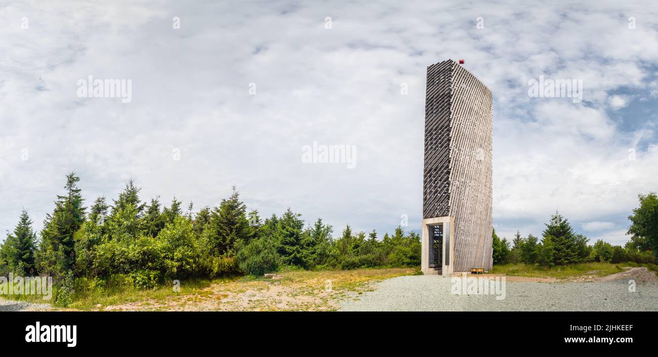 Velka Destna lookout tower at the top of the Orlicke Mountains, Czech ...