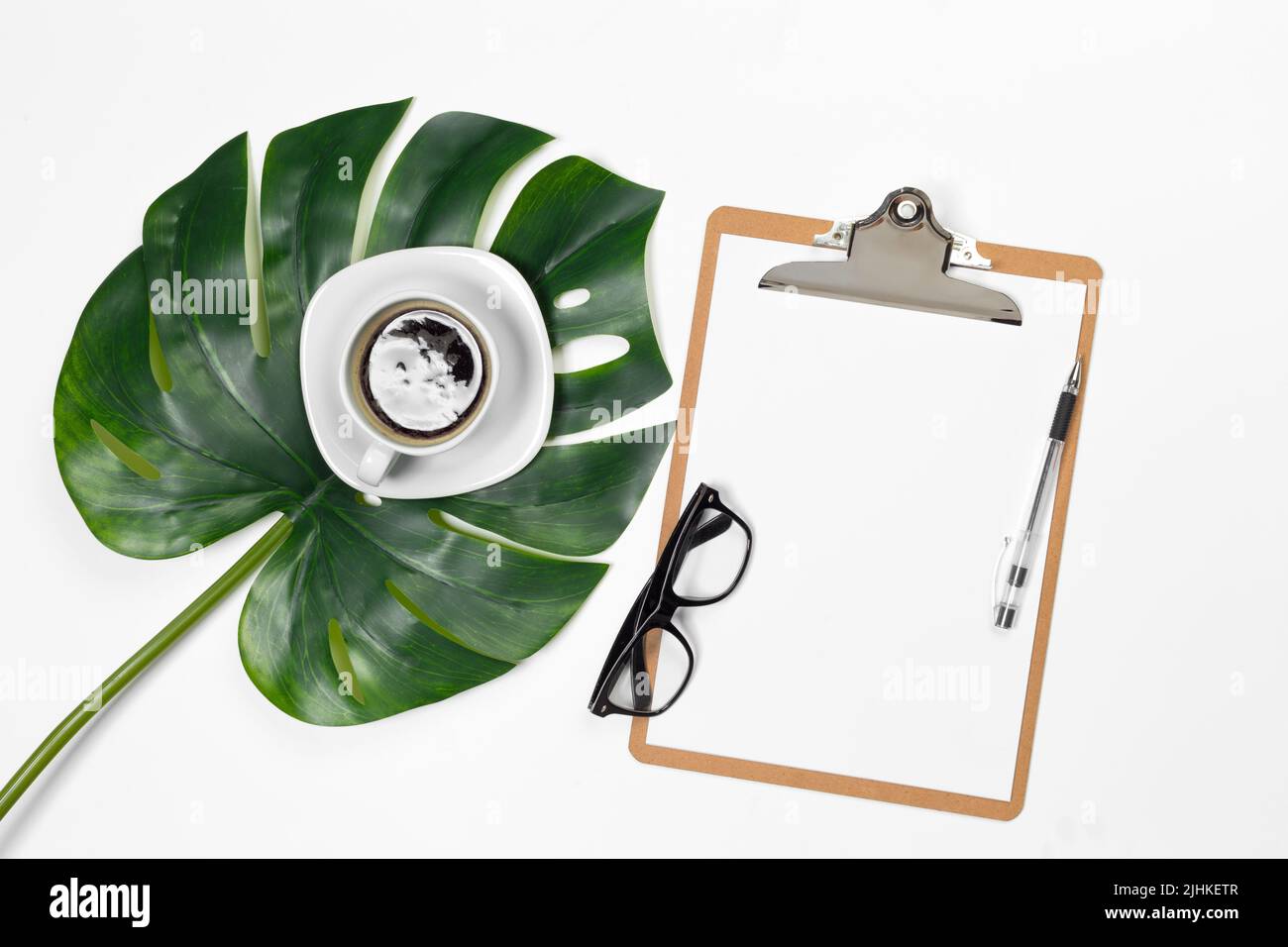 Blank office desk background with copy space for your text. Top view ...