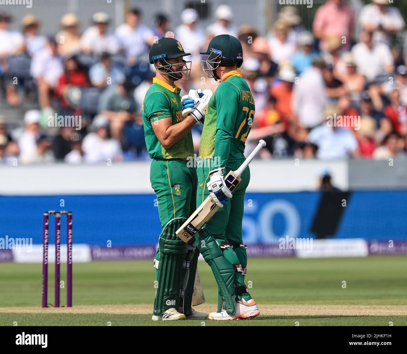 Aiden Markram of South Africa celebrates a half century (50 runs) with ...