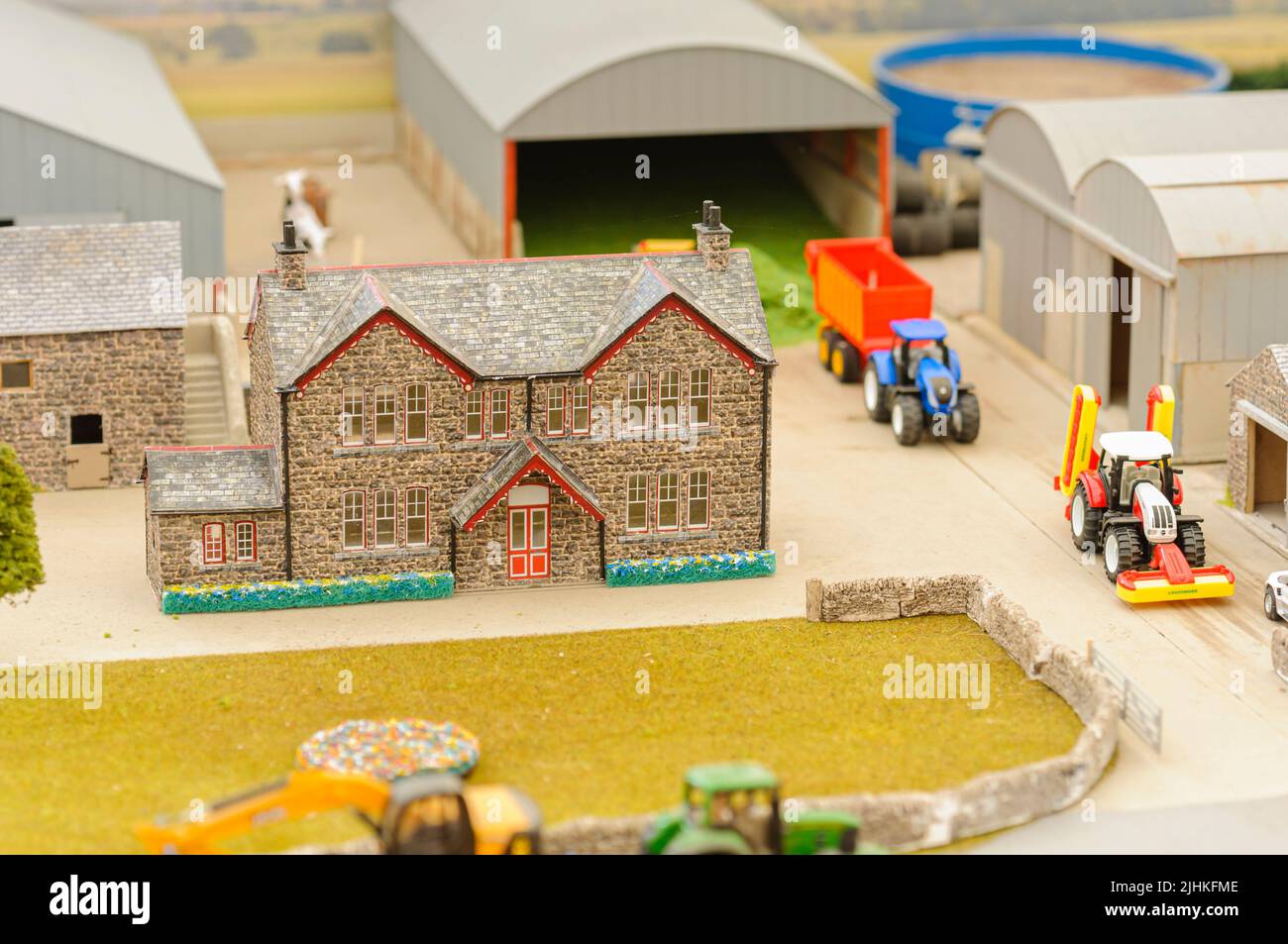 Handmade models of a farmhouse and barns Stock Photo - Alamy
