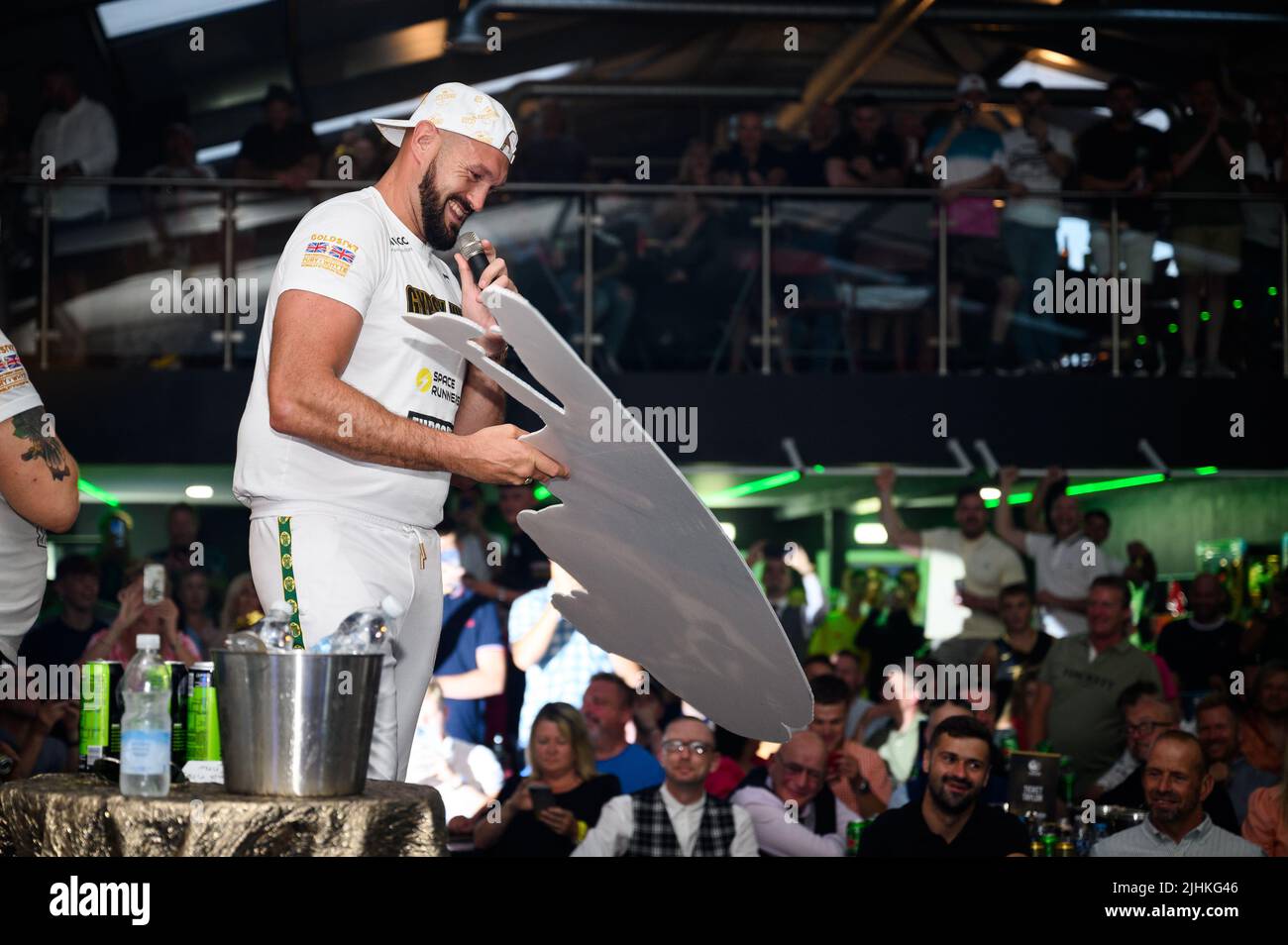 Swansea, UK. 16 July 2022. British professional boxer Tyson Fury ...