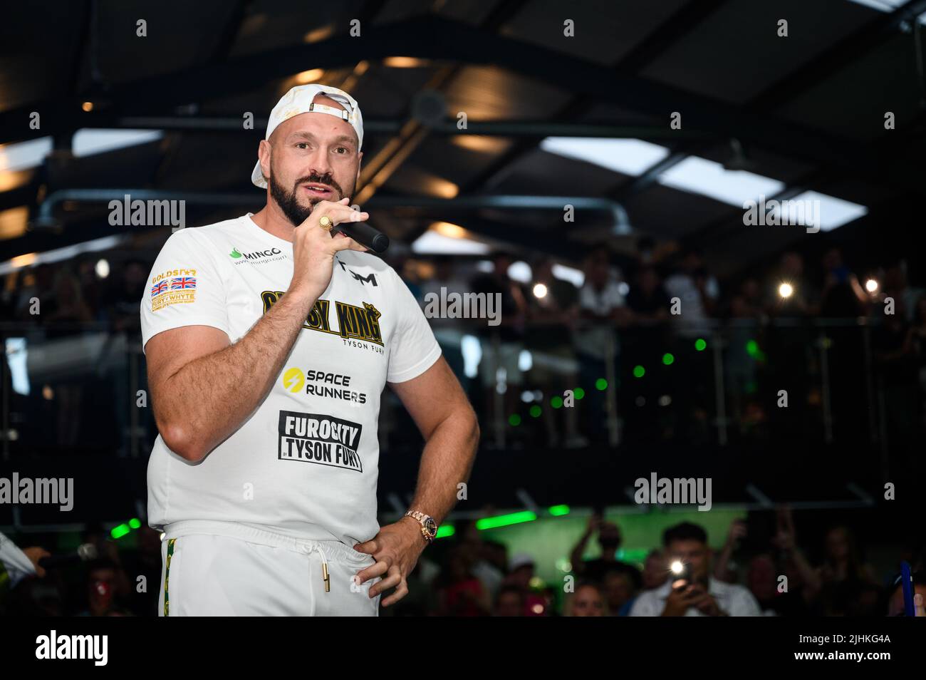 Swansea, UK. 16 July 2022. British professional boxer Tyson Fury ...