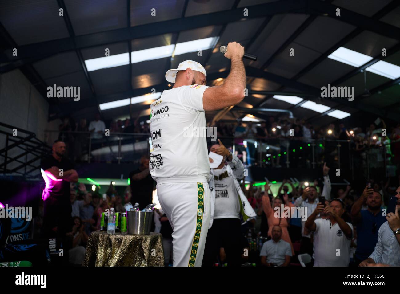 Swansea, UK. 16 July 2022. British professional boxer Tyson Fury ...