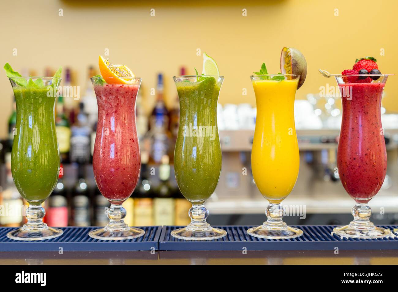 Fresh Color Juices Smoothie Violet Green Yellow Orange Red Tropical ...