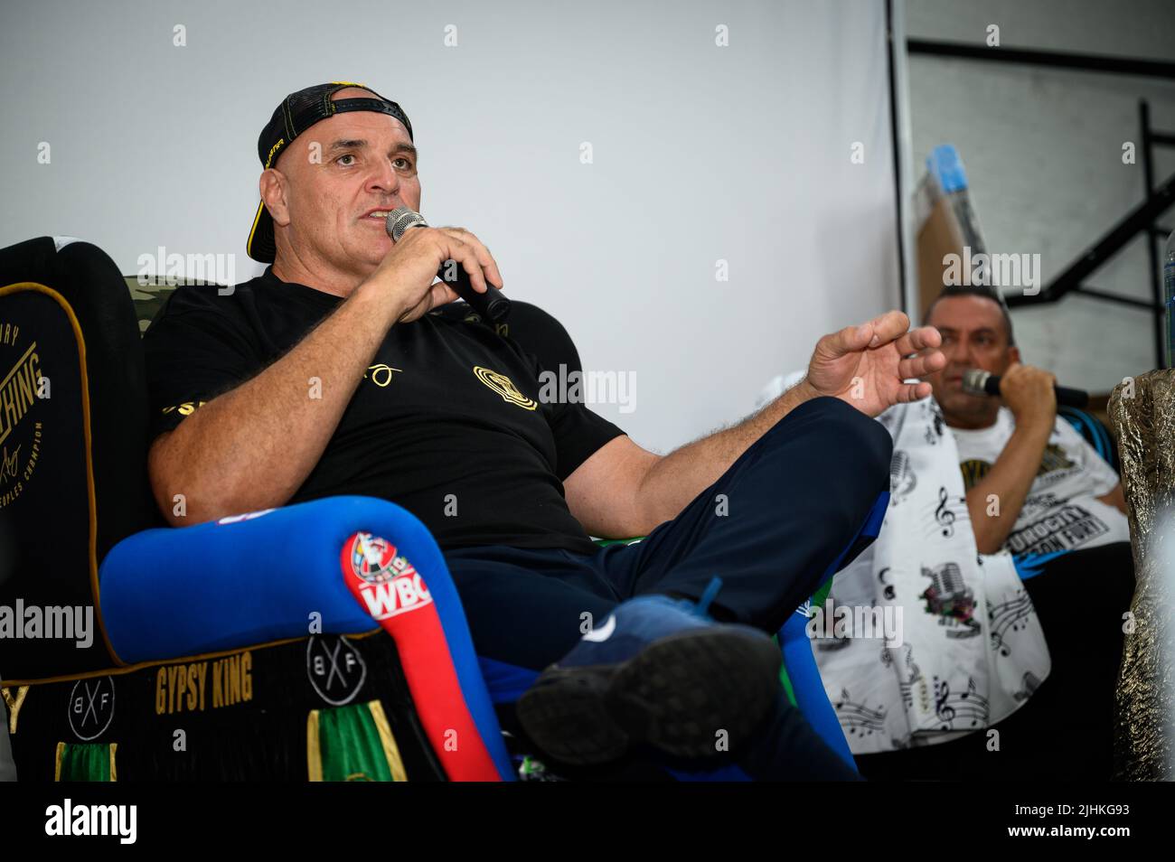 Swansea, UK. 16 July 2022. John Fury, supporting his son the British ...